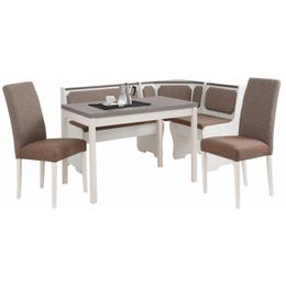 Home Affaire Essgruppe Spree, (Set, 5-tlg), bestehend aus Eckbank, Tisch und 2 Stühlen, braun|weiß