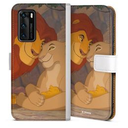 DeinDesign Handyhülle König der Löwen Disney Liebe Lion Love, Huawei P40 Hülle Handy Flip Case Wallet Cover Handytasche Leder, weiß