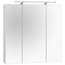 Schildmeyer Spiegelschrank Dorina Breite 70 cm, 3-türig, LED-Beleuchtung, Schalter-/Steckdosenbox, grau|weiß
