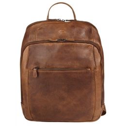 Pike Piké Laptoprucksack, echt Leder, Made in Italy, braun