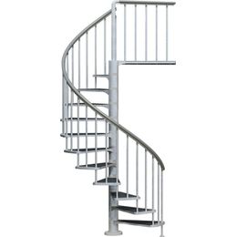 Dolle Außentreppe Gardenspin, für Geschosshöhen bis 399,5 cm, Stufen offen, Metall, grau