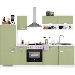 Wiho-Küchen wiho Küchen Küchenzeile Husum, mit E-Geräten, Breite 280 cm, grün|weiß