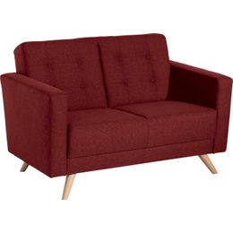 Max Winzer® 2-Sitzer Julius, mit Knopfheftung, Breite 128 cm, rot