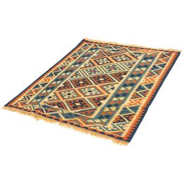 Wollteppich Kelim - Oriental quadratisch - 105 x 95 cm - mehrfarbig, morgenland, quadratisch, Höhe: 6 mm, Wohnzimmer, Einzelstück, bunt
