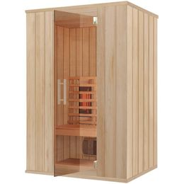 RORO Sauna & Spa Infrarotkabine ABN G731, BxTxH: 131 x 102 x 198 cm, 45 mm, Fronteinstieg, inkl Fußboden und Steuergerät, beige