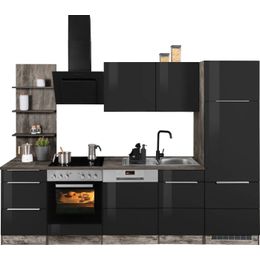 Kochstation Küchenzeile KS-Brindisi, ohne Geräte, Breite 280 cm, schwarz