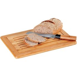 Kesper® Schneidebrett, Bambus, für Brot, mit Krümelfach, beige