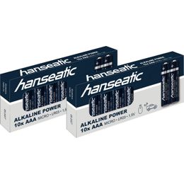 Hanseatic 20er Pack Alkaline Power, AAA Micro Batterie, LR03 (20 St), bis zu 5 Jahren Lagerfähigkeit, blau