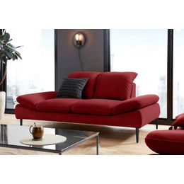 W.Schillig 2-Sitzer enjoy&MORE, Sitztiefenverstellung, Füße schwarz pulverbeschichtet, Breite 202 cm, rot