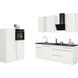 Wiho-Küchen wiho Küchen Küche Chicago, Breite 330 cm, mit Hanseatic-E-Geräten, extra kurze Lieferzeit, schwarz|weiß