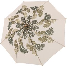Doppler® Stockregenschirm nature Long, choice beige, aus recyceltem Material mit Schirmgriff aus Holz, beige