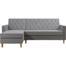 CosmoLiving by Cosmopolitan Ecksofa Liberty, L-Form, mit Schlafffunktion, Recamiere beidseitig montierbar, Sitzhöhe 43 cm, grau