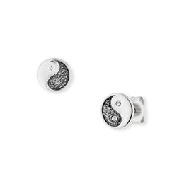 CAI CAÏ Paar Ohrstecker 925/- Sterling Silber Zirkonia Yin Yang, weiß