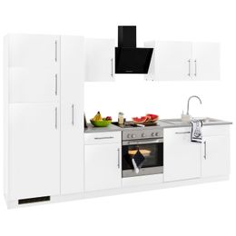 Wiho-Küchen wiho Küchen Küchenzeile Cali, mit E-Geräten und Kühl-Gefrierkombination, Breite 310 cm, grau|weiß