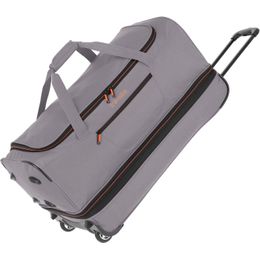 Travelite Reisetasche Basics, 70 cm, grau/orange, Duffle Bag Sporttasche mit Trolleyfunktion und Volumenerweiterung, grau|orange