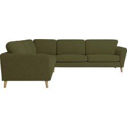 Home Affaire Ecksofa MARSEILLE 278/278 cm, L-Form, gleichschenklig, aus Eiche-Massivholz Beinen, verschiedene Bezüge, grün