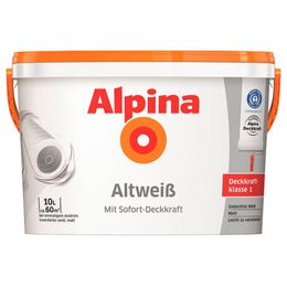 Alpina Wand- und Deckenfarbe Altweiß, matt, 10 Liter, weiß