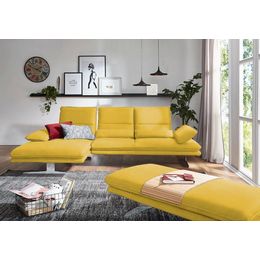 W.Schillig Ecksofa broadway, Sitztiefenverstellung, Kopfteil- & Seitenteilverstellung, Breite 291cm, gelb