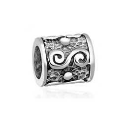 NENALINA Bead Bead Anhänger Oxid Welle Kringel 925 Silber, silberfarben