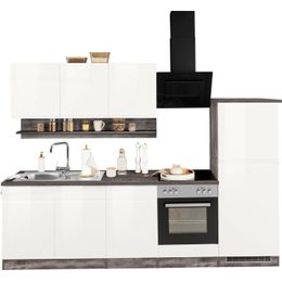 Kochstation Küche KS-Virginia, Breite 270 cm, wahlweise mit E-Geräten, weiß