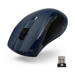 Hama Computermaus kabellos für Rechtshänder, 7 Tasten Laserfunkmaus Maus (Funk, PC Office Maus, programmierbare Browser Tasten, DPI, USB Empfänger), blau