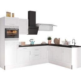 Optifit Küche Ahus, 200 x 270 cm breit, wahlweise mit E-Geräten, Soft Close Funktion, schwarz|weiß