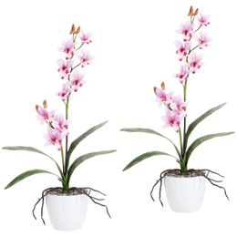 Kunstpflanze Orchidee Dendrobie Orchidee, Creativ green, Höhe 60 cm, im Keramiktopf, rosa