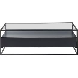 MCA furniture Couchtisch Evora, mit Glas und 2 Schubladen mit Push to open, schwarz