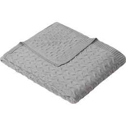 Wolldecke Strickdecke Somero, Ibena, Strickmuster, Kuscheldecke, grau