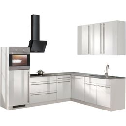 Wiho-Küchen wiho Küchen Winkelküche Chicago, mit E-Geräten, 260 x 220 cm, grau|weiß