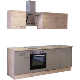 Flex-Well Küchenzeile Riva, mit E-Geräten, Gesamtbreite 220 cm, grau
