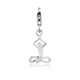 NENALINA Charm-Einhänger Yoga Symbol Anhänger Lotussitz 925 Silber, silberfarben