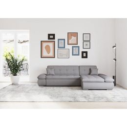 DOMO collection Ecksofa Moric Schlafsofa B/T/H 300/172/80 cm, auch in Cord, L-Form, XXL-Format, wahlweise auch mit Bettfunktion und Armverstellung, grau