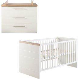 Roba® Babymöbel-Set Nele, (Spar-Set, 2-St., Kinderbett, Wickelkommode), mit Kinderbett & Wickelkommode; Made in Europe, weiß