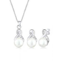 Elli Schmuckset Infinity Perlen Kristalle 925 Silber, silberfarben