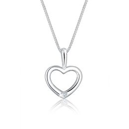 Elli DIAMONDS Collierkettchen Herz Filigran Diamant (0.015 ct) 925 Silber, weiß