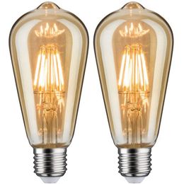 Paulmann LED-Leuchtmittel Bundle ST64 gold 2x 6,5 W, E27, 2 St., Extra-Warmweiß, weiß