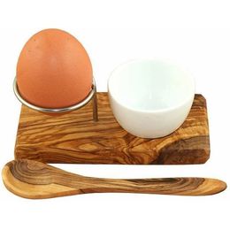 Olivenholz-erleben Eierbecher Design Plus, (Set, Eierbecher mit Eierlöffel), Olivenholz, Handarbeit, braun