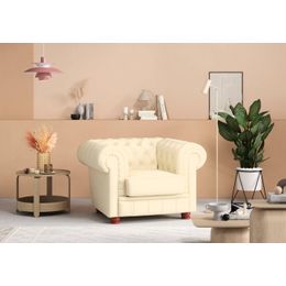 Max Winzer® Chesterfield-Sessel Kent, Sessel mit edler Knopfheftung, Breite 110 cm, beige
