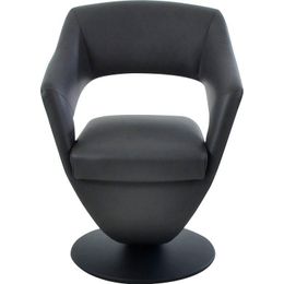 K+w Komfort & Wohnen K+W Komfort & Wohnen Drehstuhl Kansas, Design Leder-Drehsessel mit hohem Sitzkomfort, Drehteller in schwarz, grau