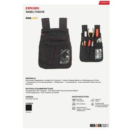 Herock Werkzeugtasche Gürteltasche, 2 Hängeschlaufen zur Befestigung am Gürtel, 5 Taschen, 3 Schlaufen, schwarz