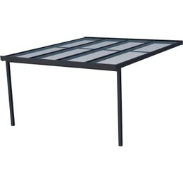 Gutta Terrassendach Premium, BxT: 410,2x406 cm, Bedachung Doppelstegplatten, BxT: 410x406 cm, Dach Polycarbonat gestreift weiß, grau