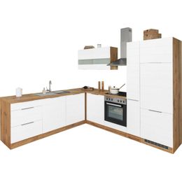 Kochstation Küche KS-Luhe, Stellbreite 240x270 cm, wahlweise mit oder ohne E-Geräten, MDF-Fronten, weiß