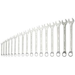 WGB BASIC PLUS Gabel- und Ringschlüssel Ringmaulschlüssel-Satz (Set, 17 St), Ringseite gekröpft, silberfarben