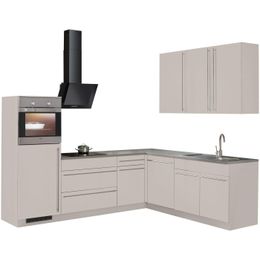 Wiho-Küchen wiho Küchen Winkelküche Chicago, mit E-Geräten, 260 x 220 cm, beige|grau