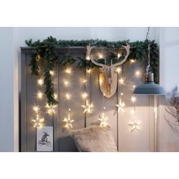 Bonetti LED-Lichtervorhang Sterne, Weihnachtsdeko aussen, mit 7 Strängen, weiß