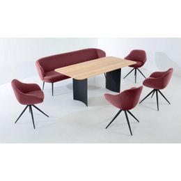 K+w Komfort & Wohnen K+W Komfort & Wohnen Essgruppe ZOOM, abgerundete Essgruppe mit Solobank, 4 Sesseln und 1 Tisch, rot