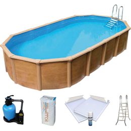 KWAD Schwimmbecken Supreme all in Premium Folie (Set, 7-tlg), 7-tlg., BxLxH: 370x730x132cm, grau, inkl. Bodenisolationsset, braun