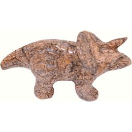 Firetti Tierfigur Schmuck Geschenk Dekofigur Farbstein Edelstein Dinosaurier Jaspis (1 St), Landschafts Jaspis, braun