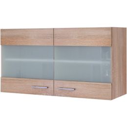 Flex-Well Glashängeschrank Samoa (B x H x T) 100 x 54,8 x 32 cm, mit Stollenglastüren, beige|weiß